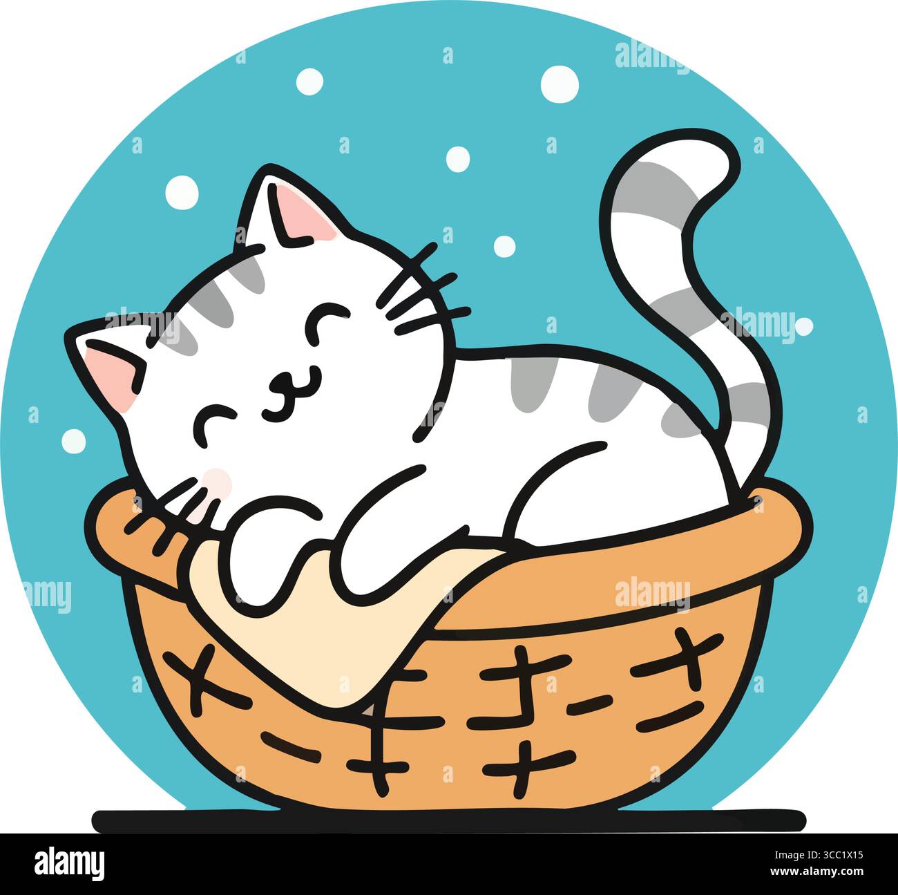 White fluffy kitten napping peacefully Stock Vector Images - Alamy