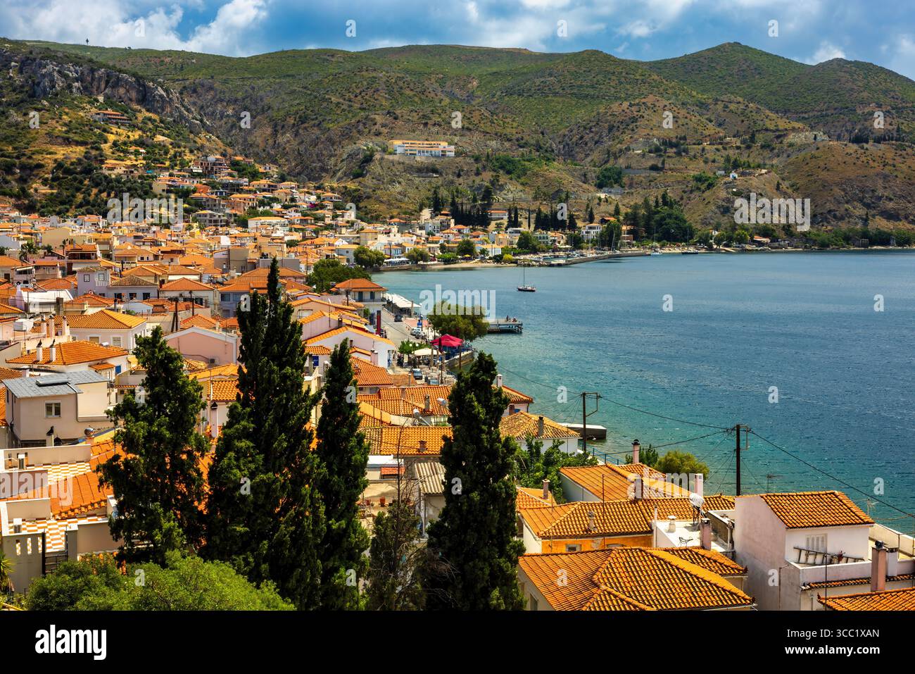 Limni, Evia, Greece – Coastal village with pebbled beach, calm blue ...