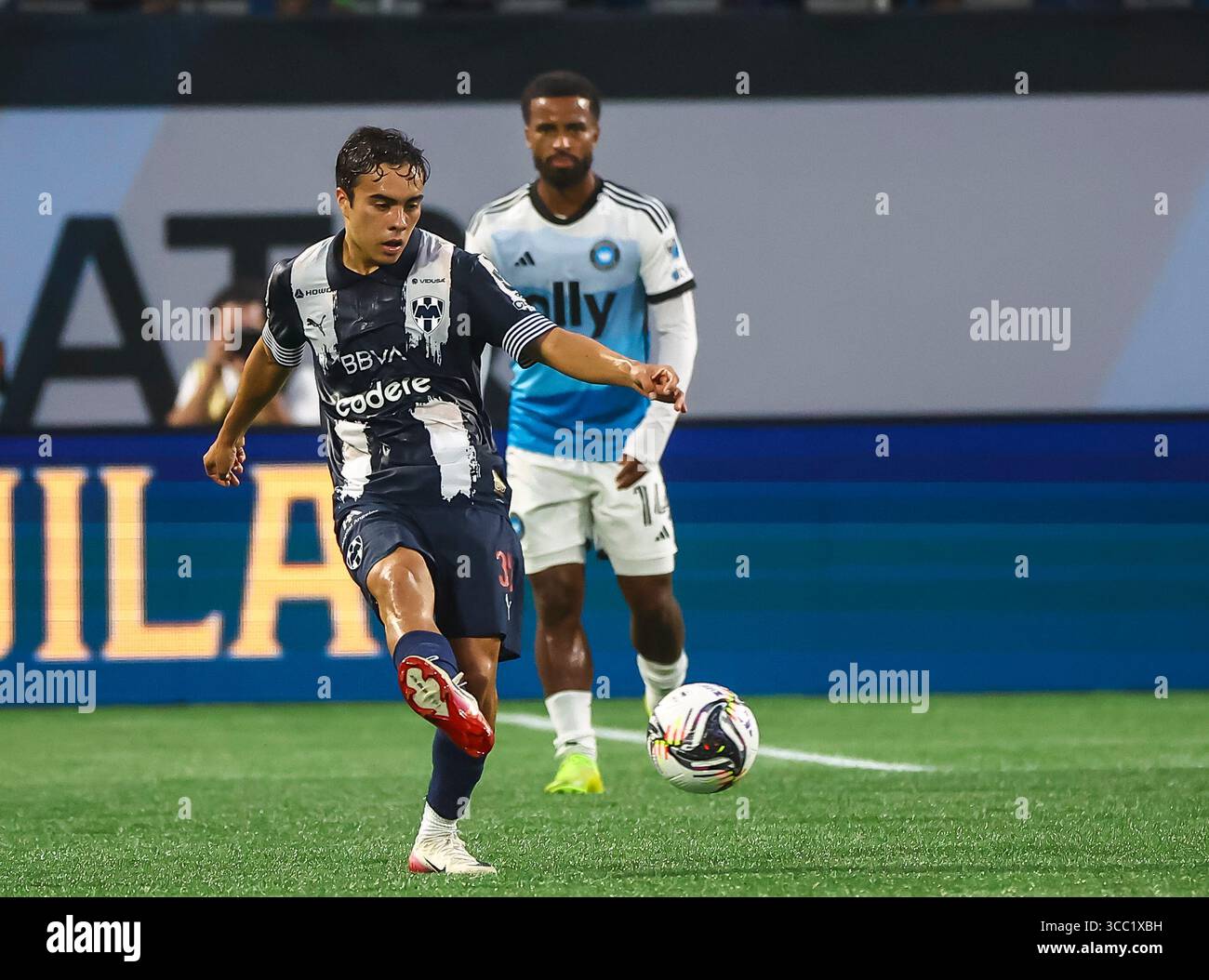 August 8, 2025: CF Montery defender Tony Leone (32) passes the ball ...