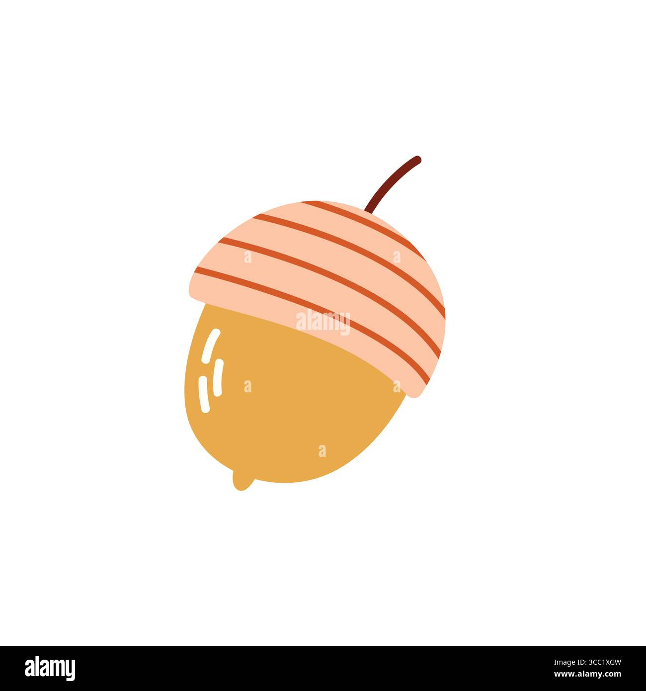 Minimalist Hand Drawn Acorn in Warm Autumn Colors for Fall Clipart and ...