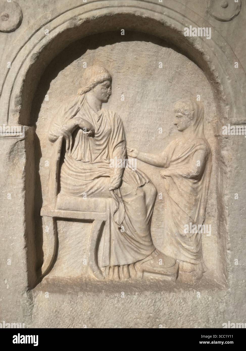 Ancient Greek stone relief sculpture displayed at the Benaki Museum in ...