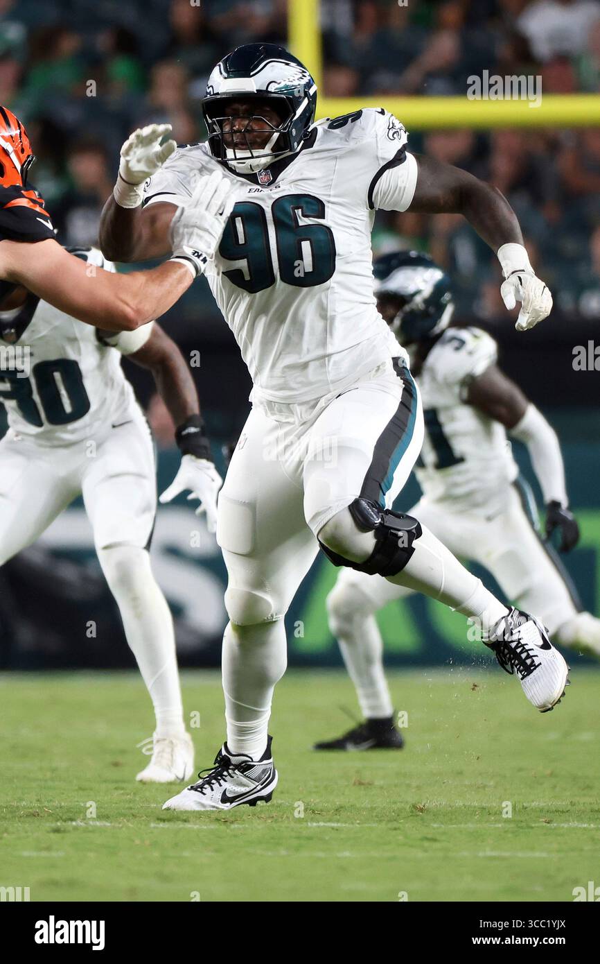 Philadelphia Eagles defensive tackle Gabe Hall (96) rushes during an ...