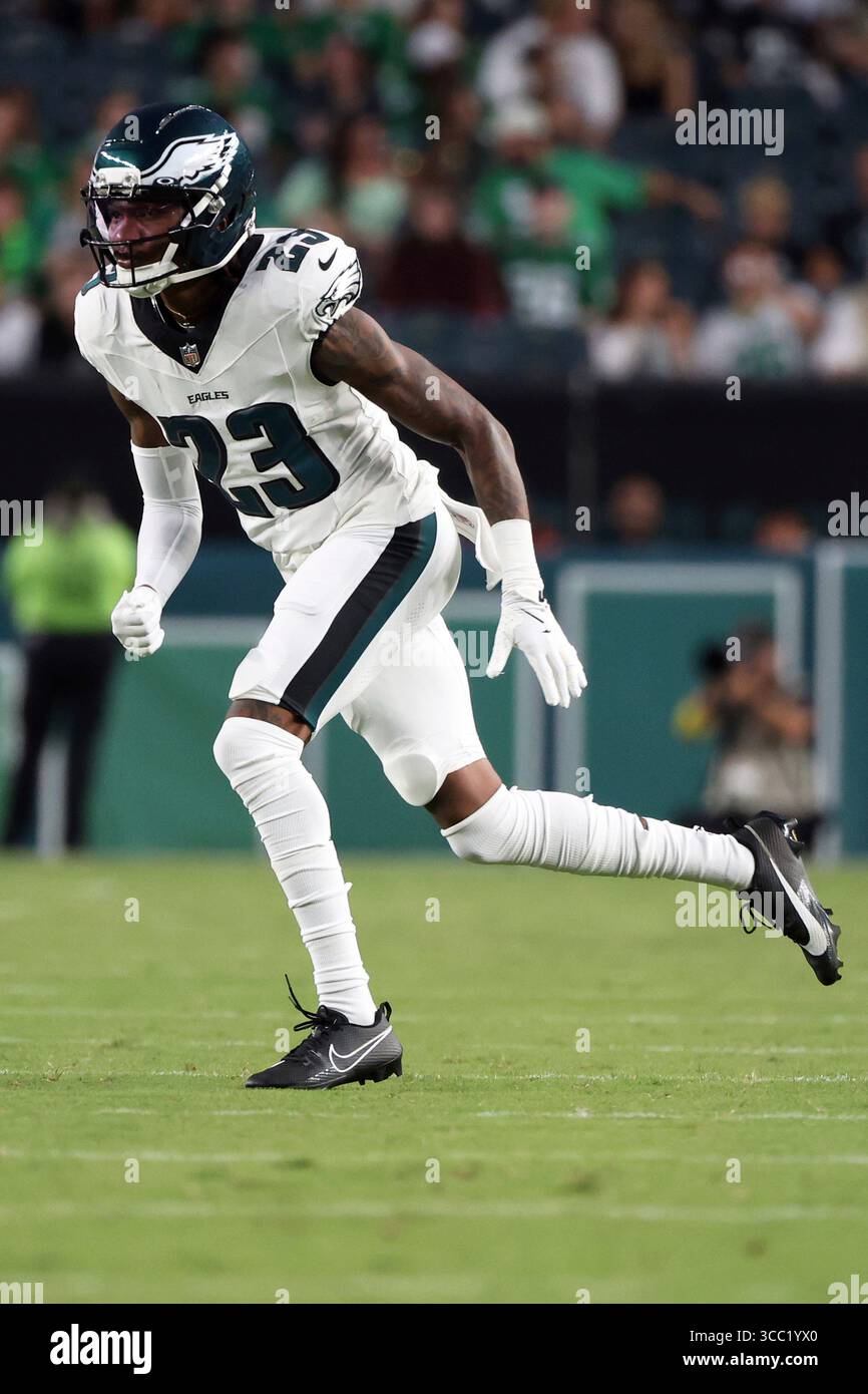 Philadelphia Eagles cornerback Eli Ricks (23) rushes during an NFL ...