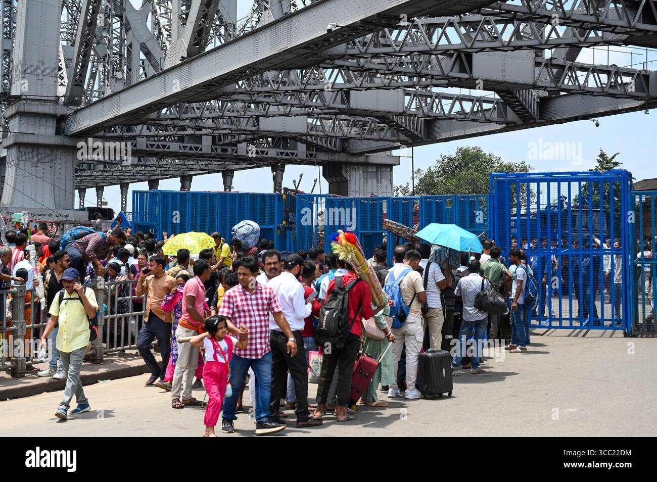 KOLKATA, INDIA - AUGUST 5: Police blocked the road approaching Howrah ...