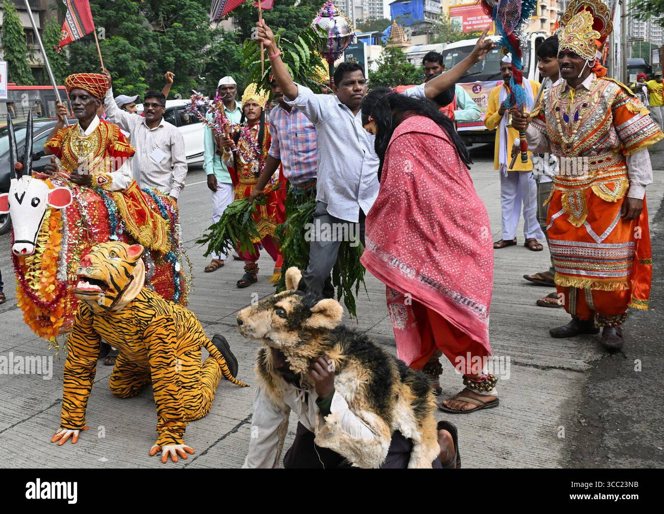 NAVI MUMBAI, INDIA - AUGUST 5: People from the Adivasi community ...