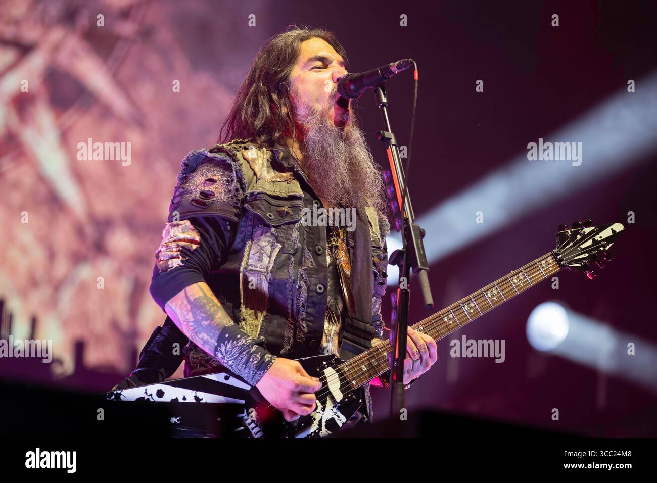 Derbyshire, England, 9th August, 2025. Machine Head headlining the Ronnie James Dio Stage at ...