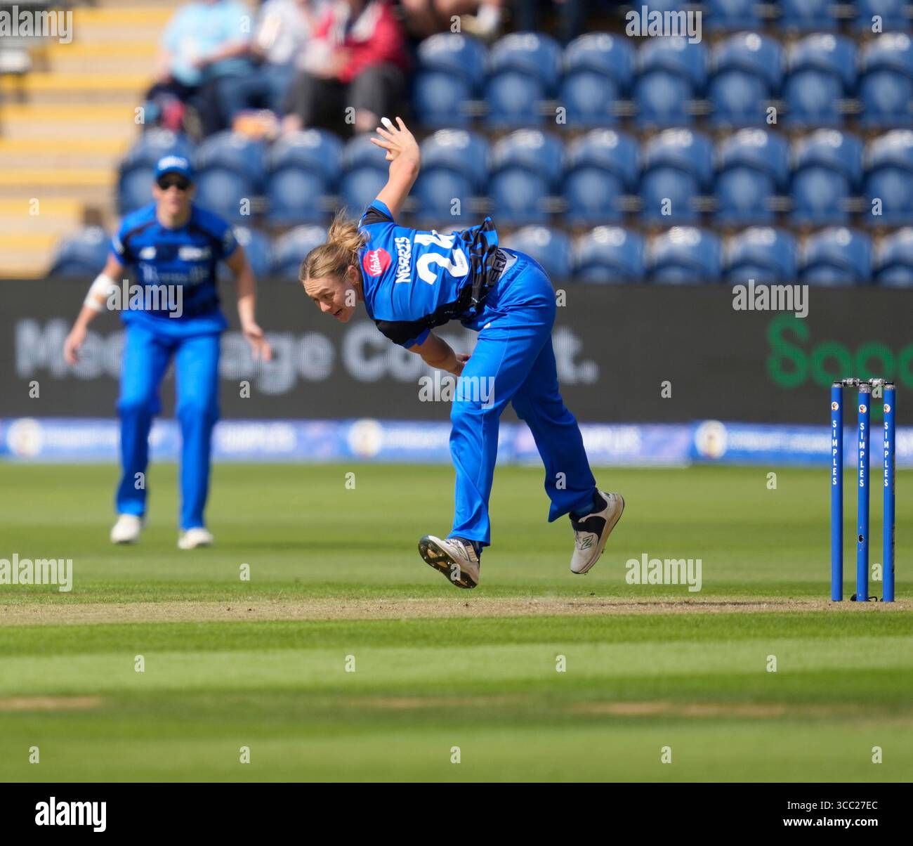 Cardiff,UK, 09 Aug 2025 Tara Norris of London Spirit bowls during the ...