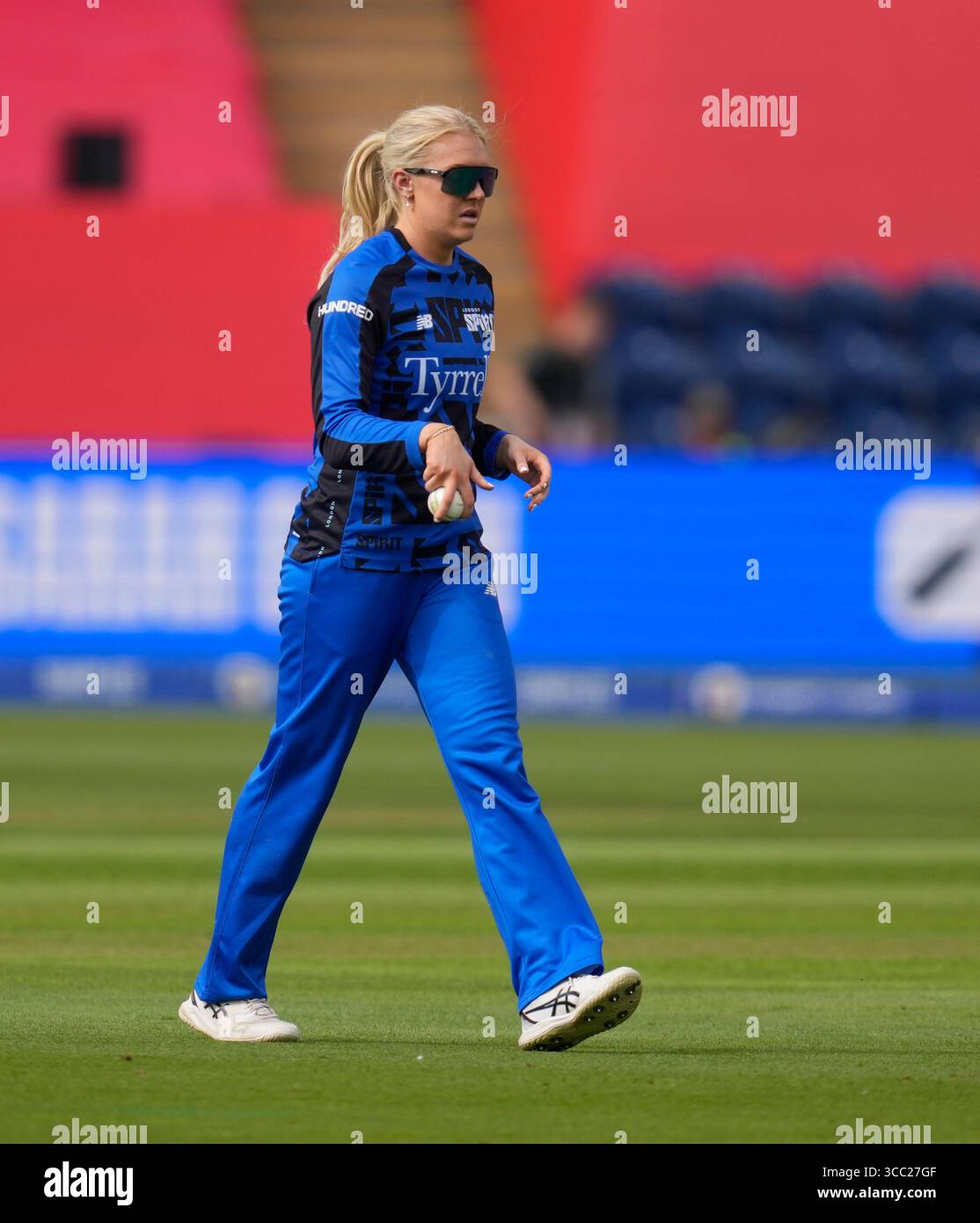 Cardiff,UK, 09 Aug 2025 Sarah Glenn of London Spirit prepares to bowl ...
