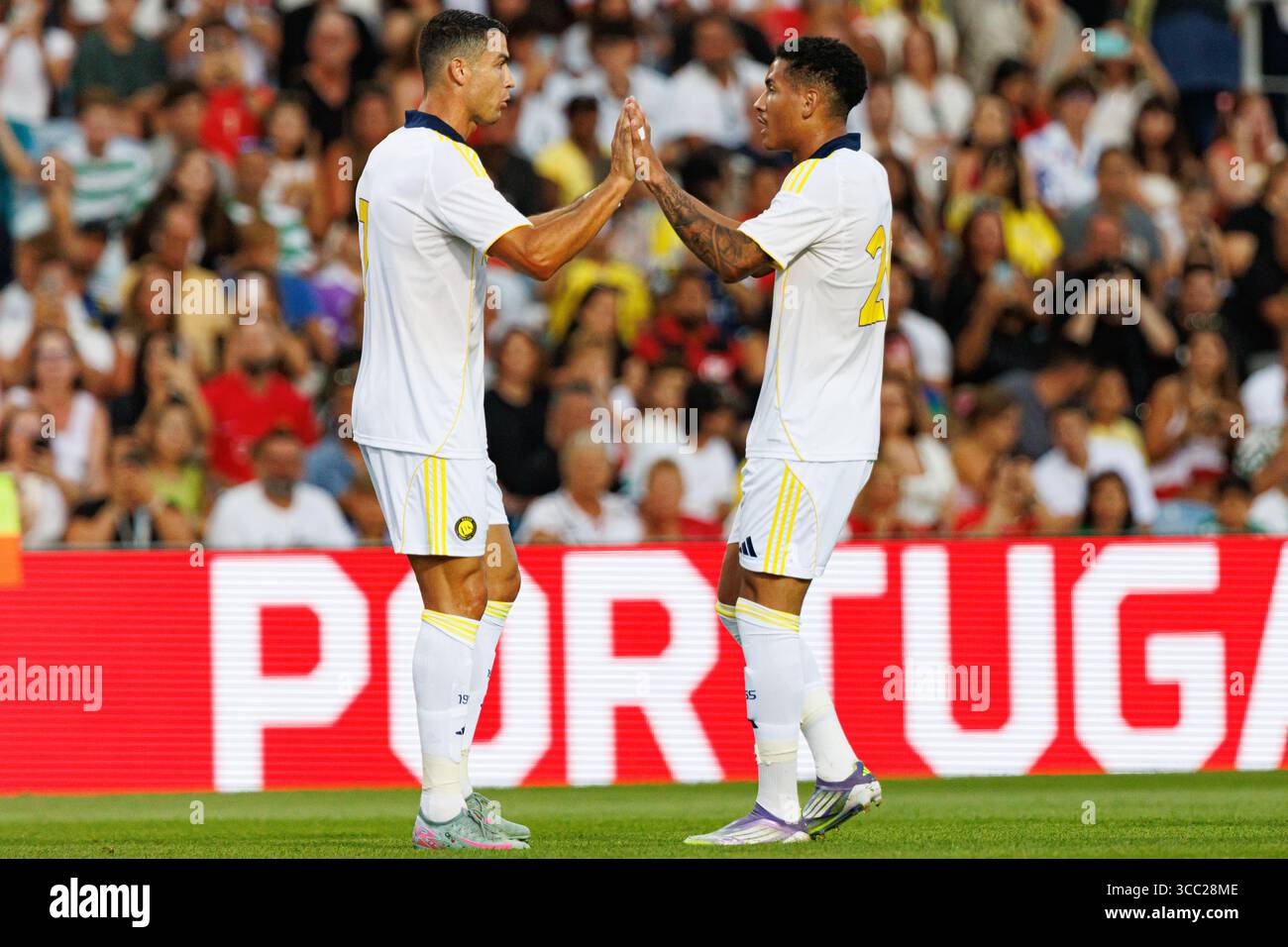 Cristiano Ronaldo and Angelo seen celebrating after scoring goal during ...
