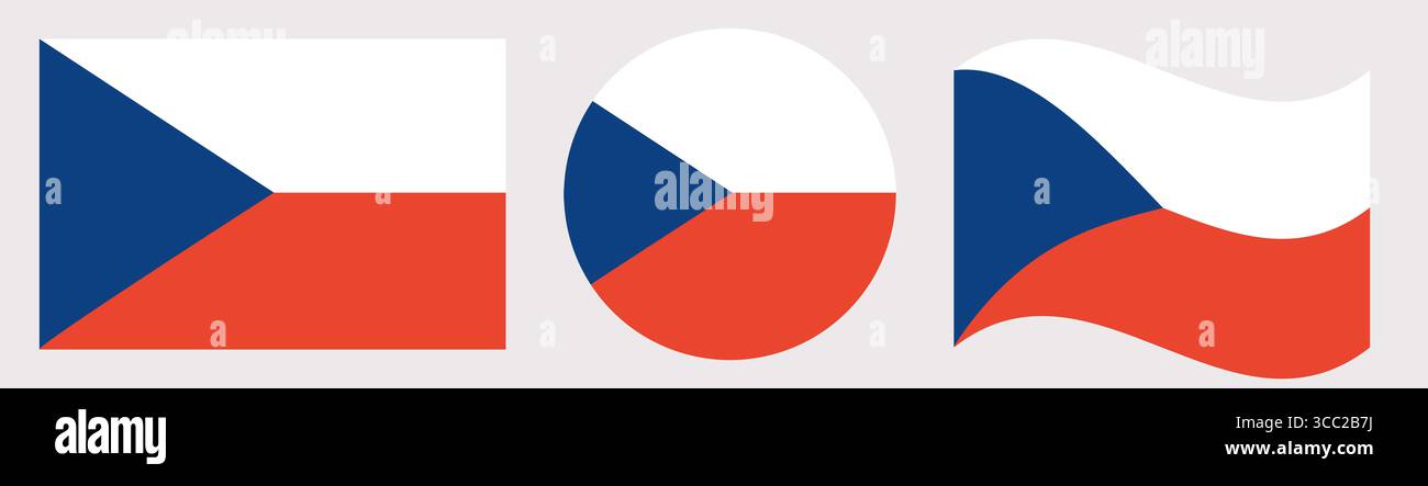 Czech Republic round flag. Waving flag of Czech isolated. Bohemia shape ...