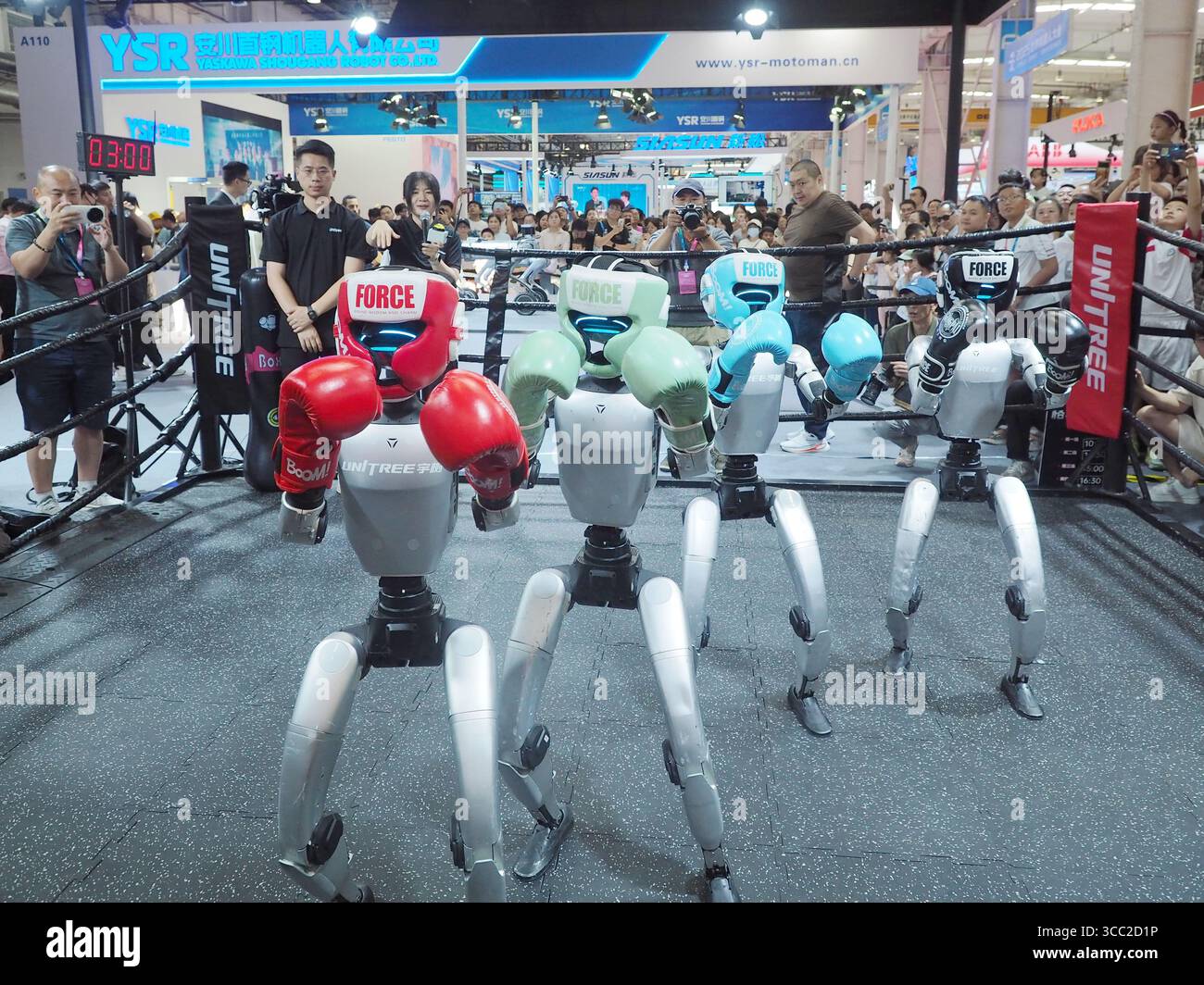 The audience visited robot boxing performances at the 2025 World Robot ...