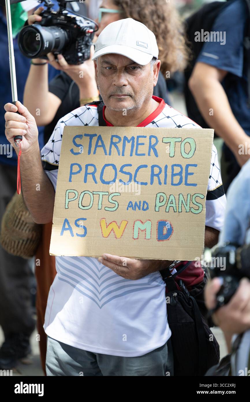 Activist holding a sign in Parliament Square in support of the Defend ...