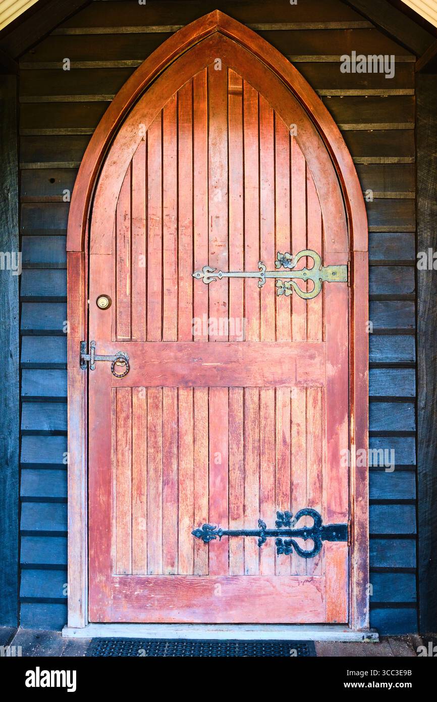 Door of St Mary's Anglican Church, constructed from 1929 as part of the ...