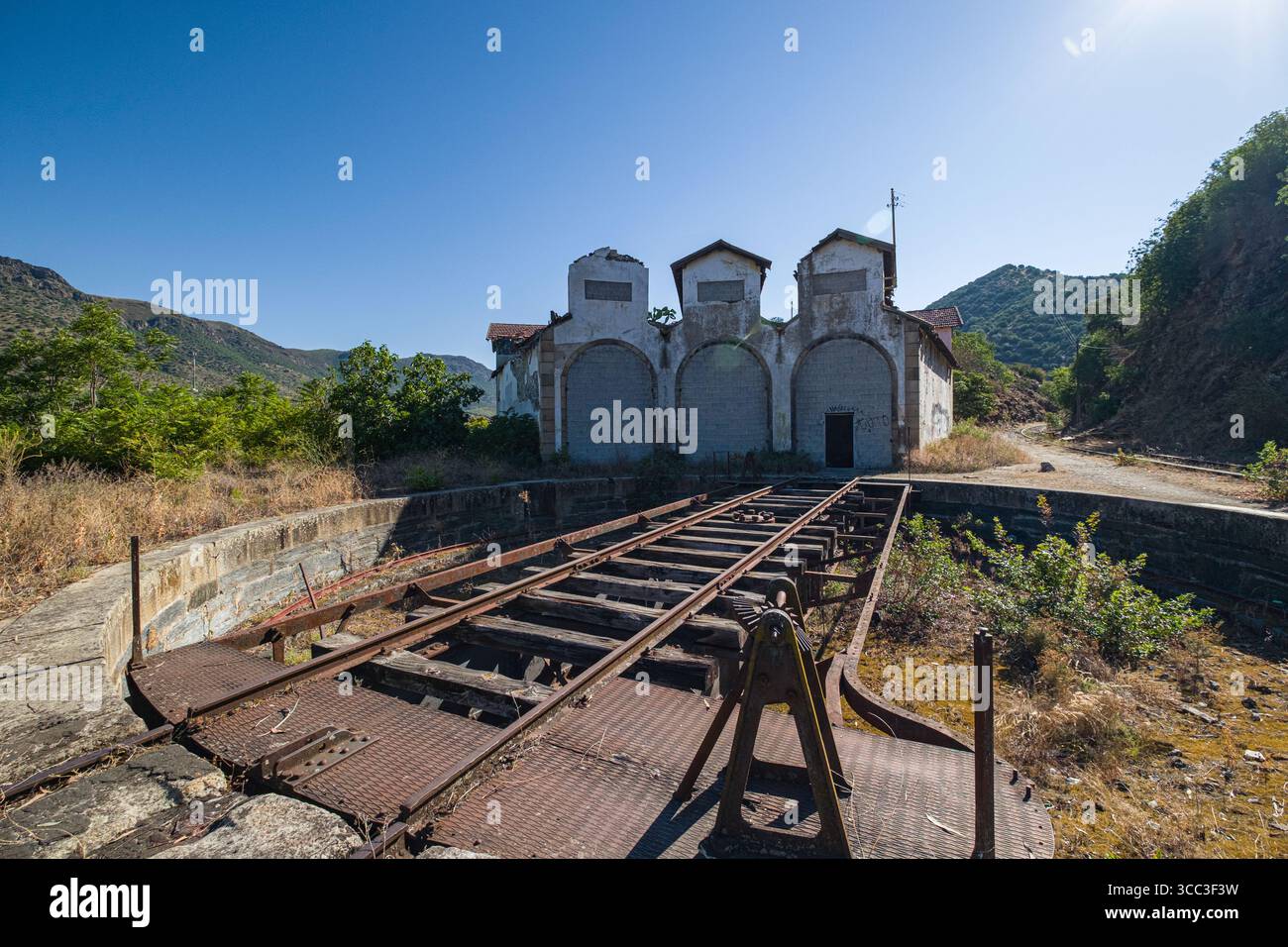 Railway roundhouse at the Historic Barca d’Alva Train Station a closed ...