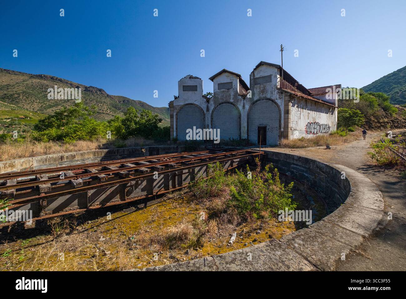 Railway roundhouse at the Historic Barca d’Alva Train Station a closed ...