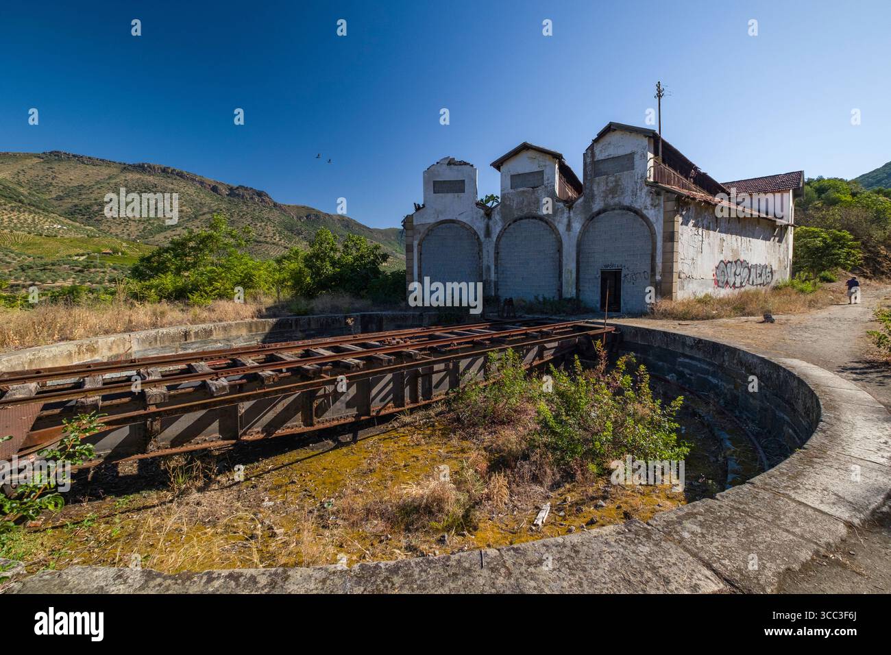 Railway roundhouse at the Historic Barca d’Alva Train Station a closed ...