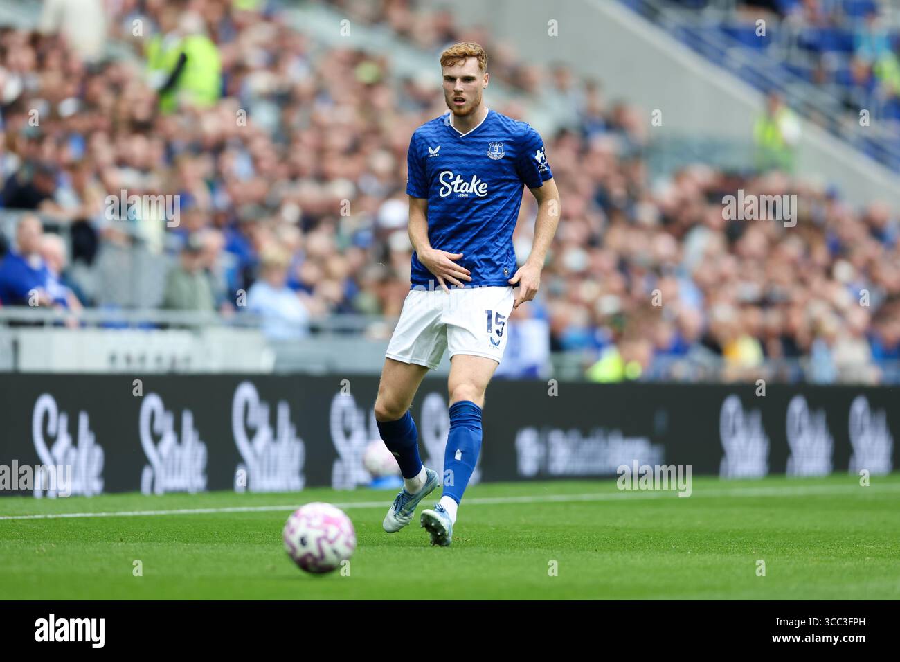 Liverpool, England, 9th August 2025. Jake O'Brien of Everton looks on ...