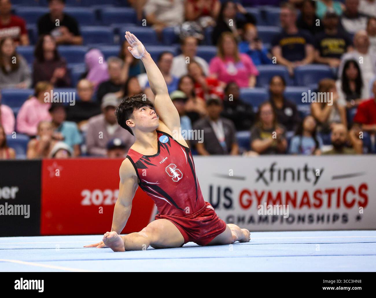 August 9, 2025: Asher Hong competes on the floor exercise during the ...
