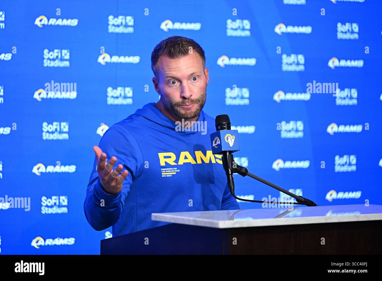 Los Angeles Rams head coach Sean McVay speaks during a news conference ...