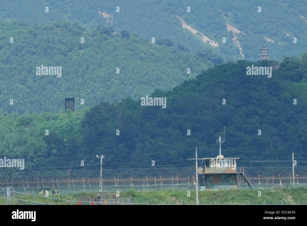 A North Korean military guard post, right top, loudspeaker and South ...