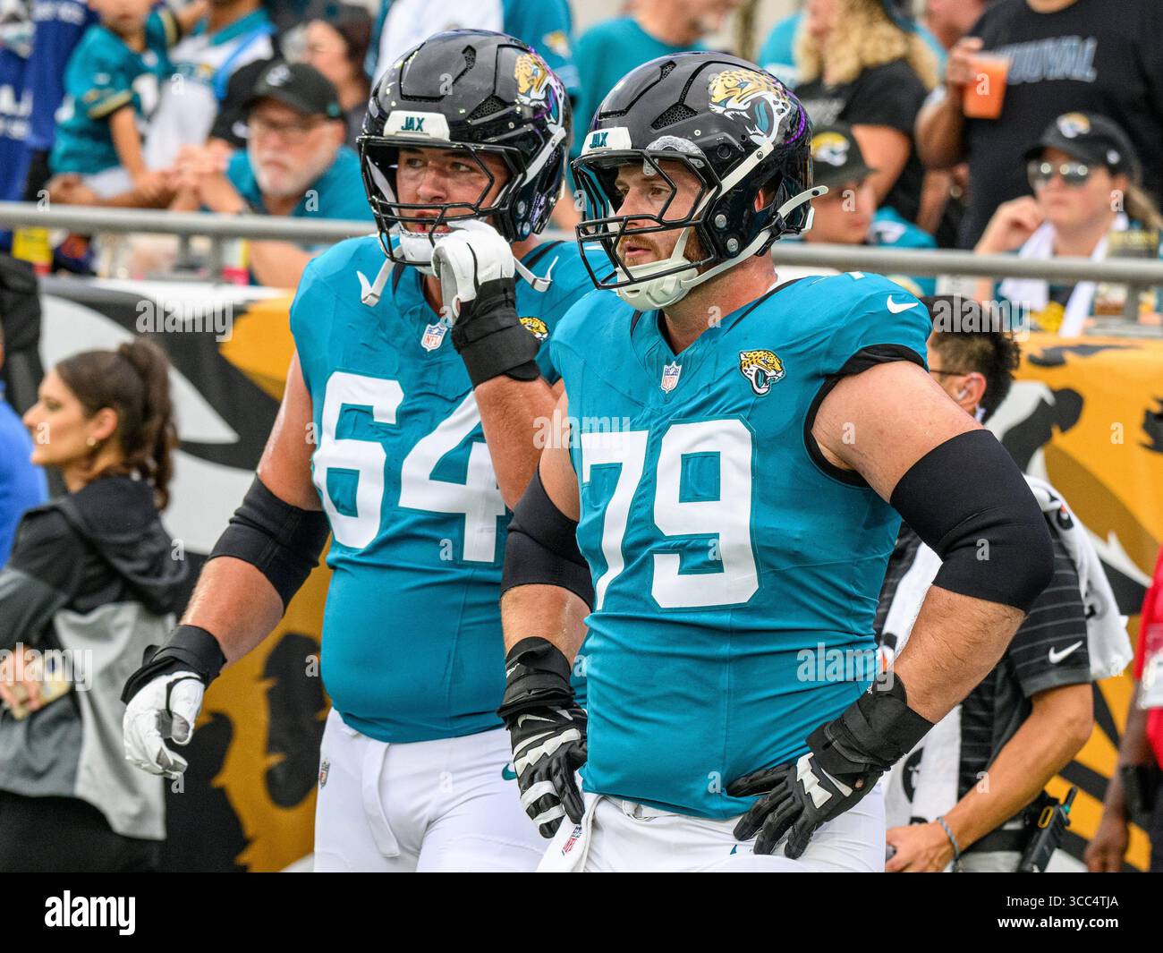 August 9, 2025: Jacksonville Jaguars guard Wyatt Milum (64) and ...