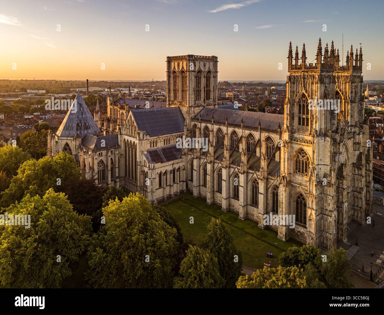 York, UK. 10th August 2025. Aerial view of York Minster in York, North ...