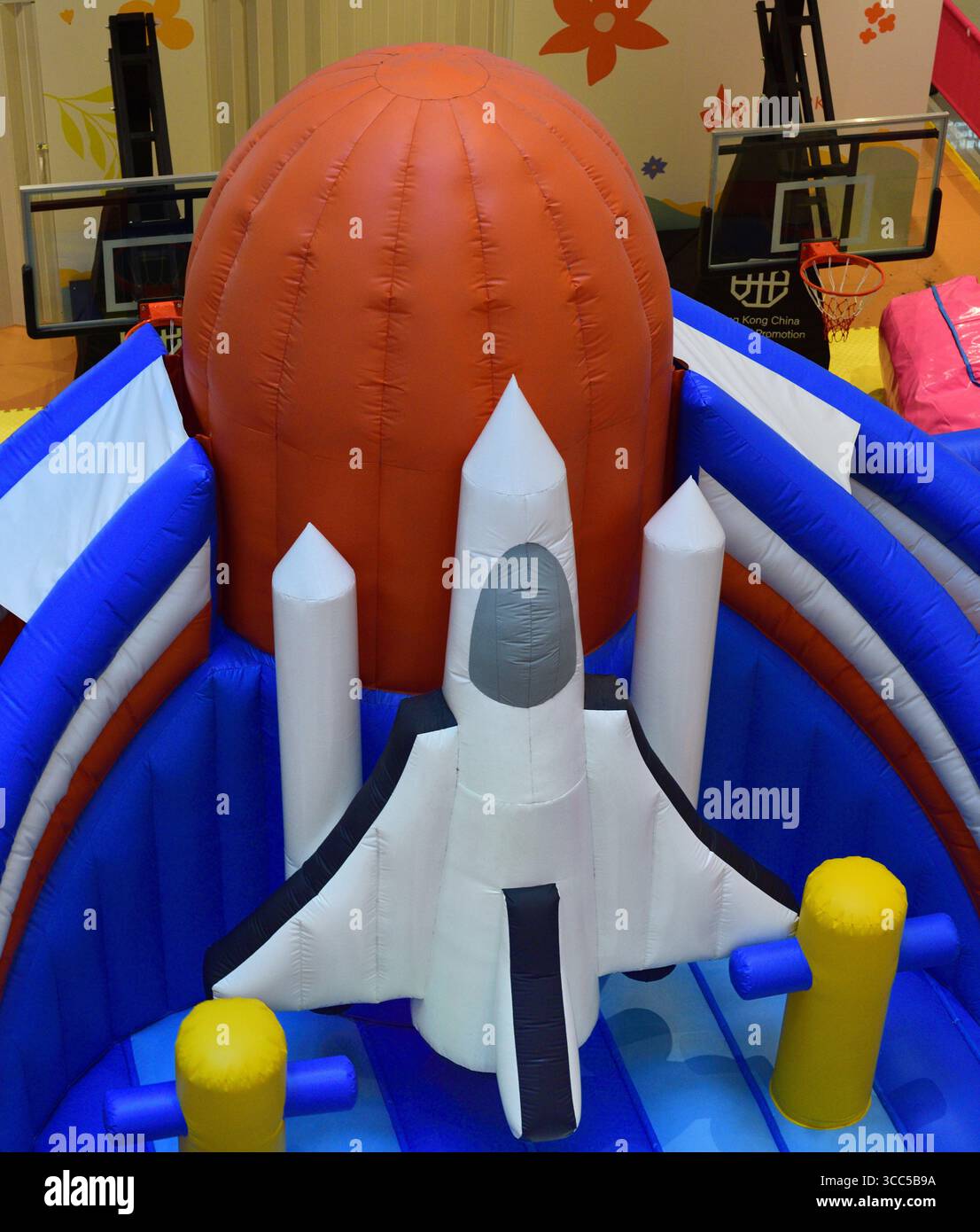 Air filled space shuttle in indoor game plarlor Stock Photo - Alamy