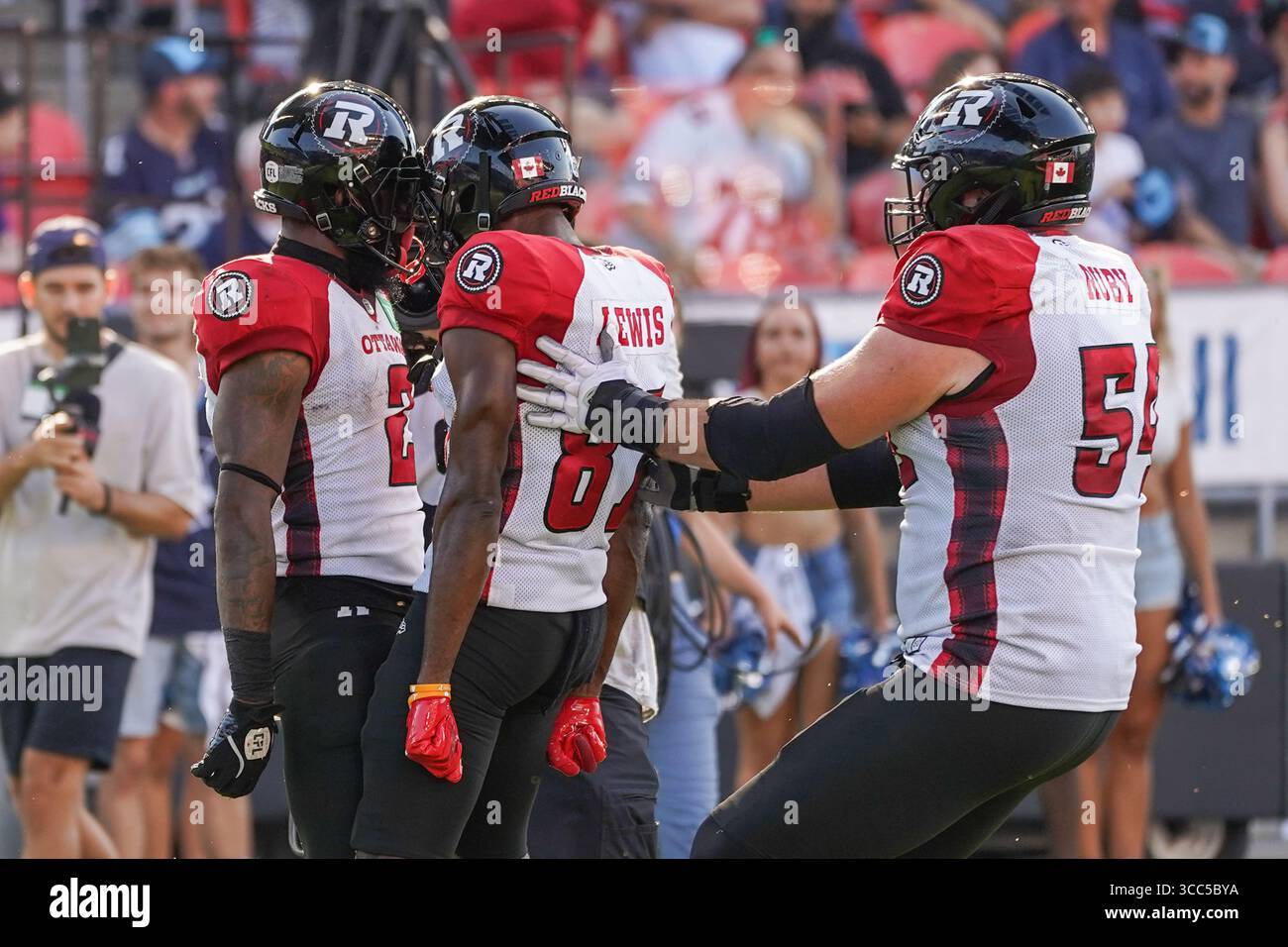 Ottawa RedBlacks wide receiver Justin Hardy #2 celebrates his touchdown ...