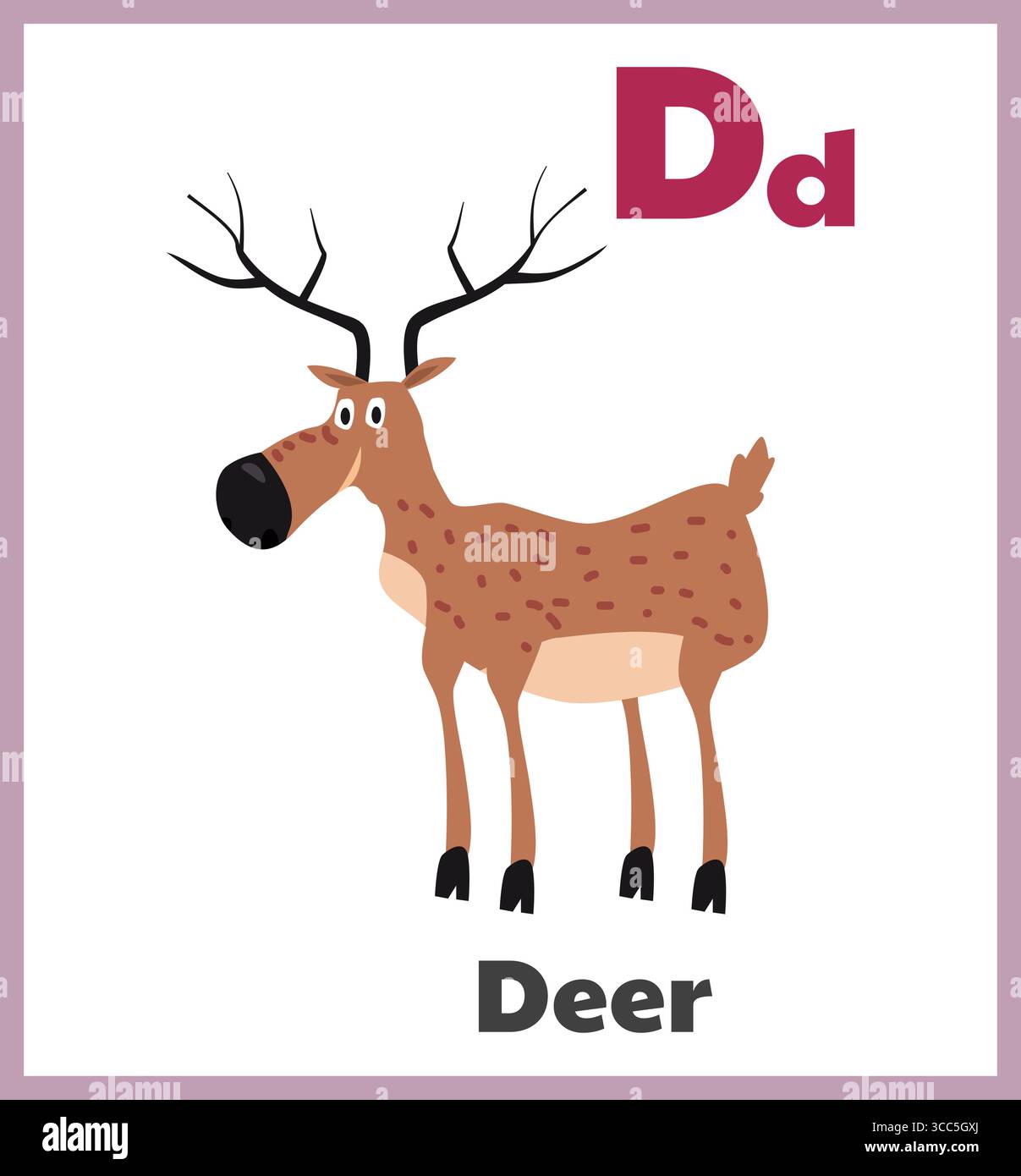Deer letter D english alphabet card children Stock Vector Image & Art ...