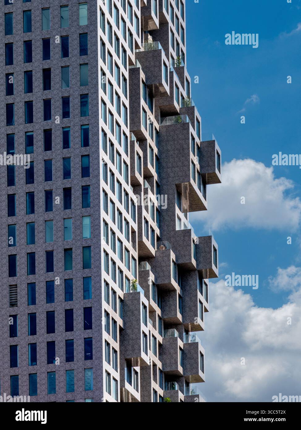 The modern Downtown One building in Tirana with its pixelated look ...