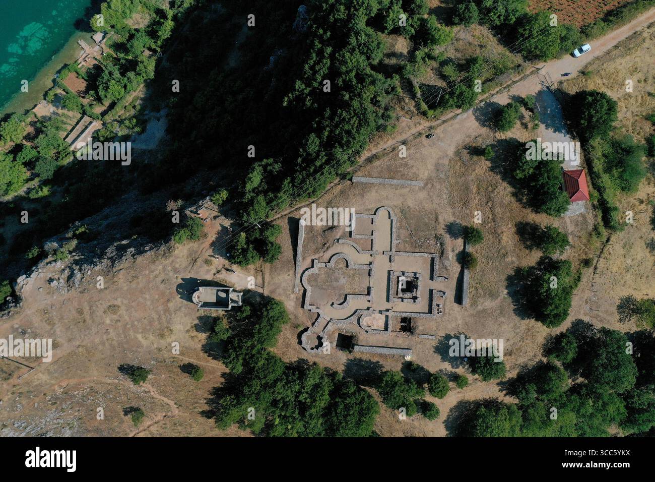 Tourists visit the IV-V century mosaic at the ruins of a Paleochristian ...
