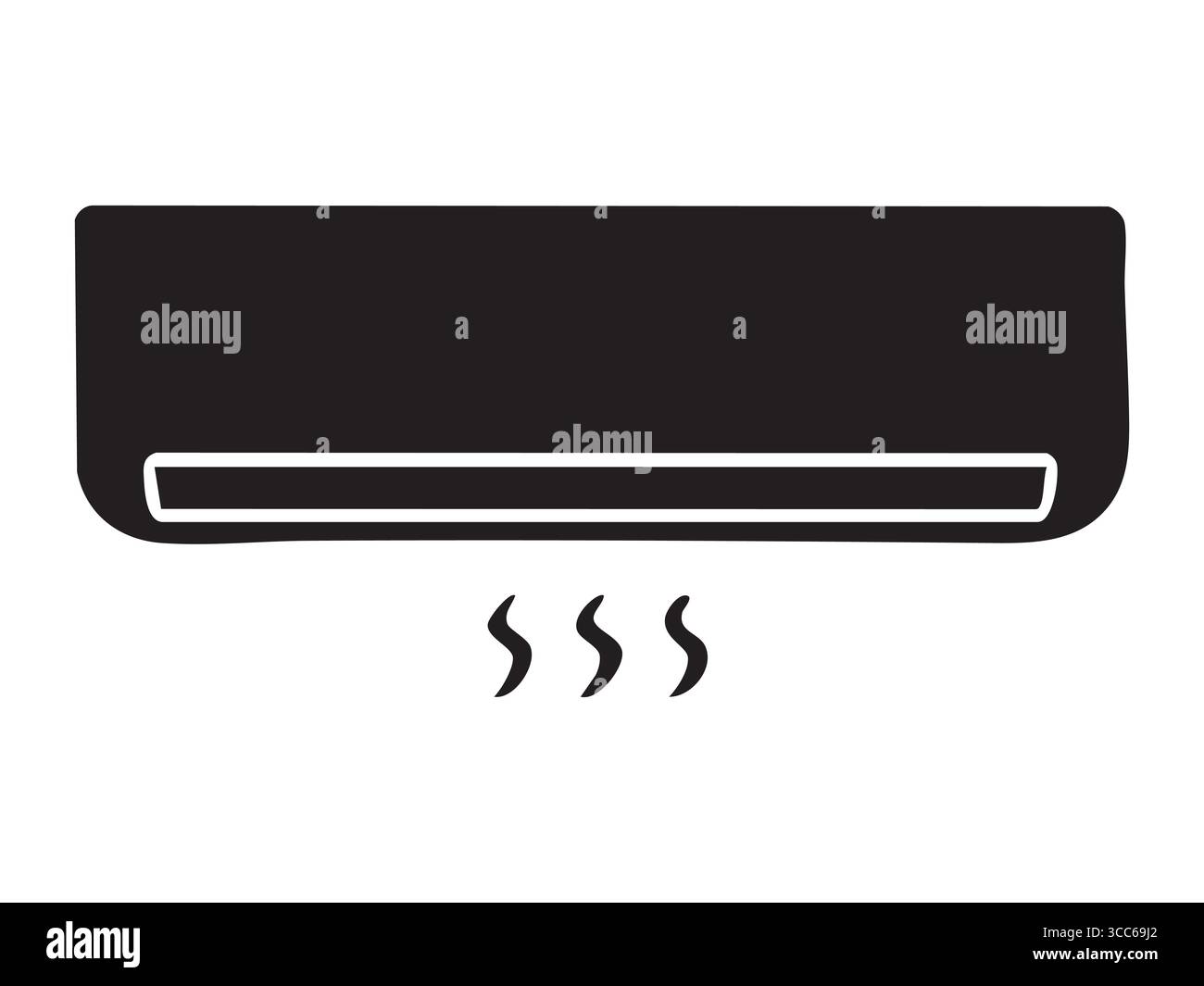 Black silhouette of air conditioner unit with steam lines, isolated on ...