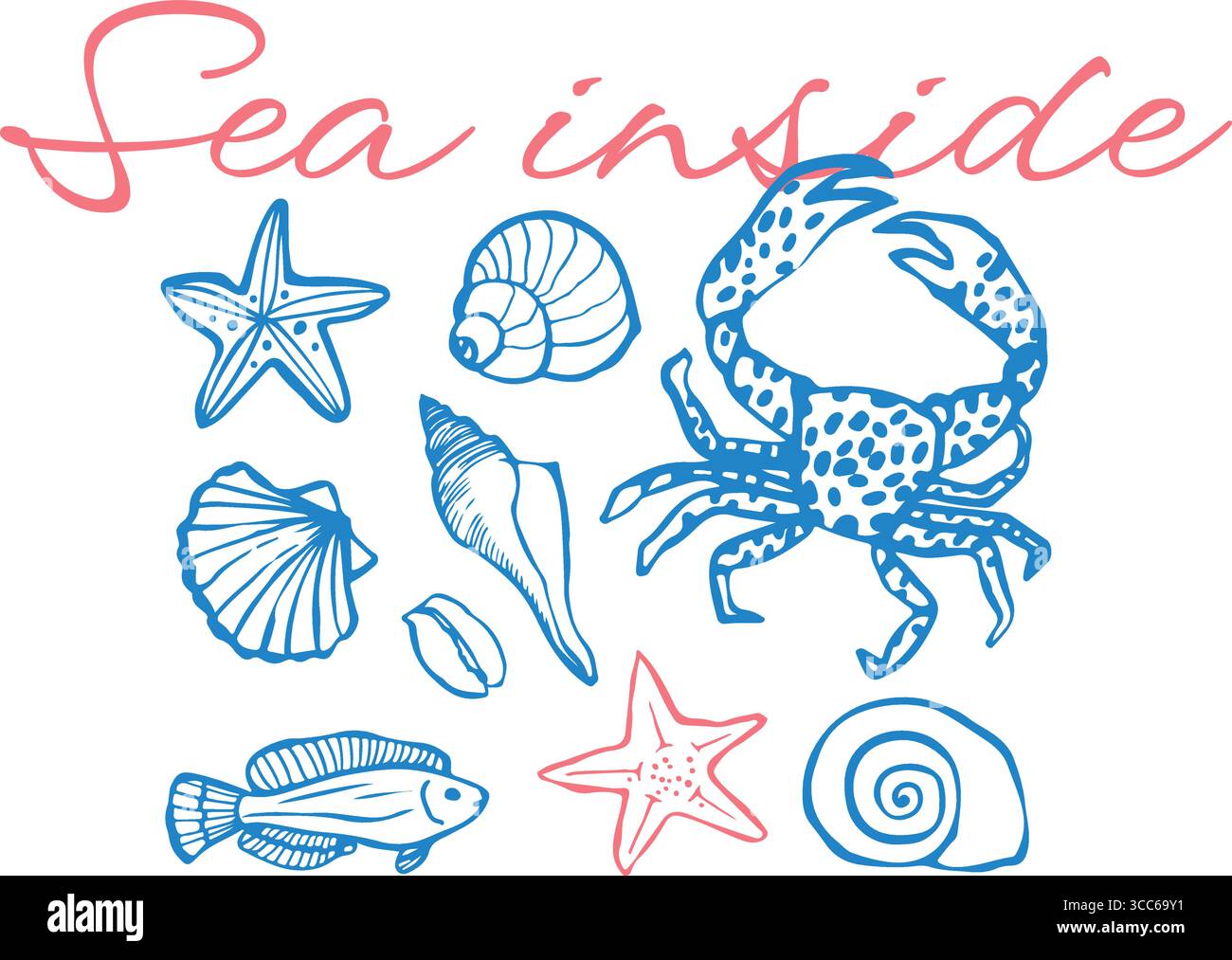Engraved sea creatures Stock Vector Images - Alamy