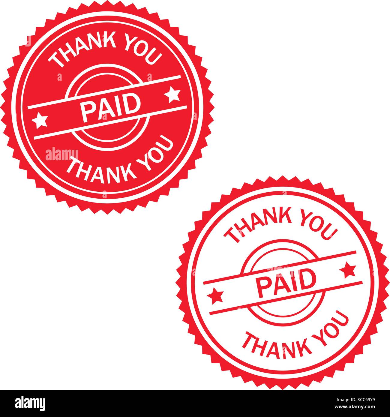 Paid Stamp Silhouettes Red Circular Icons with THANK YOU Banner for ...