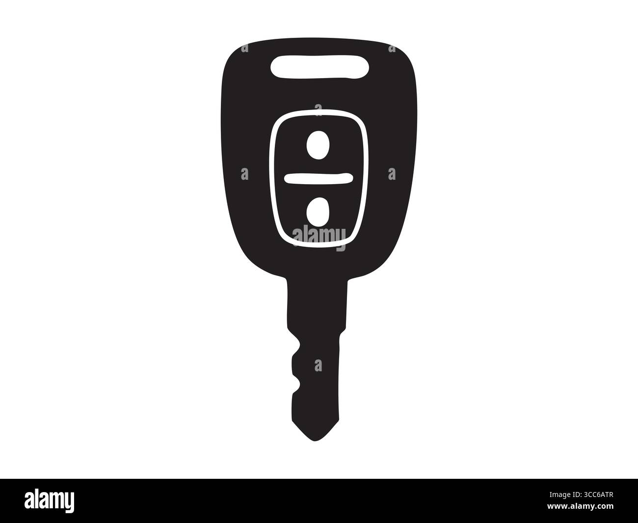 Black silhouette of car key, isolated on white background. concept of ...