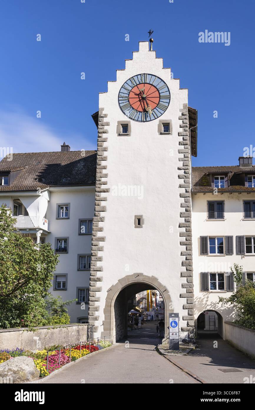 The historic town gate, lower gate in the old town of Stein am Rhein ...