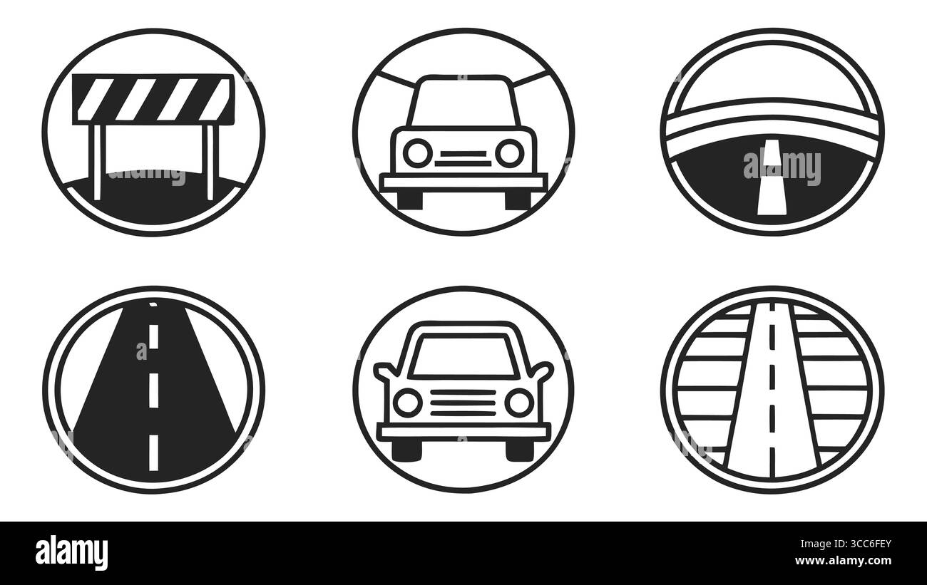 illustrations of various traffic and road signs including stop traffic ...