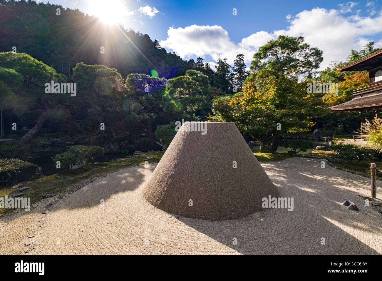Beautiful Japanese Zen garden featuring a meticulously sculpted sand ...
