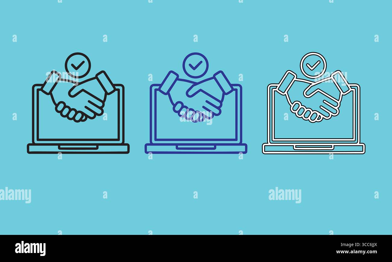 Handshake icon digital blue Stock Vector Images - Alamy