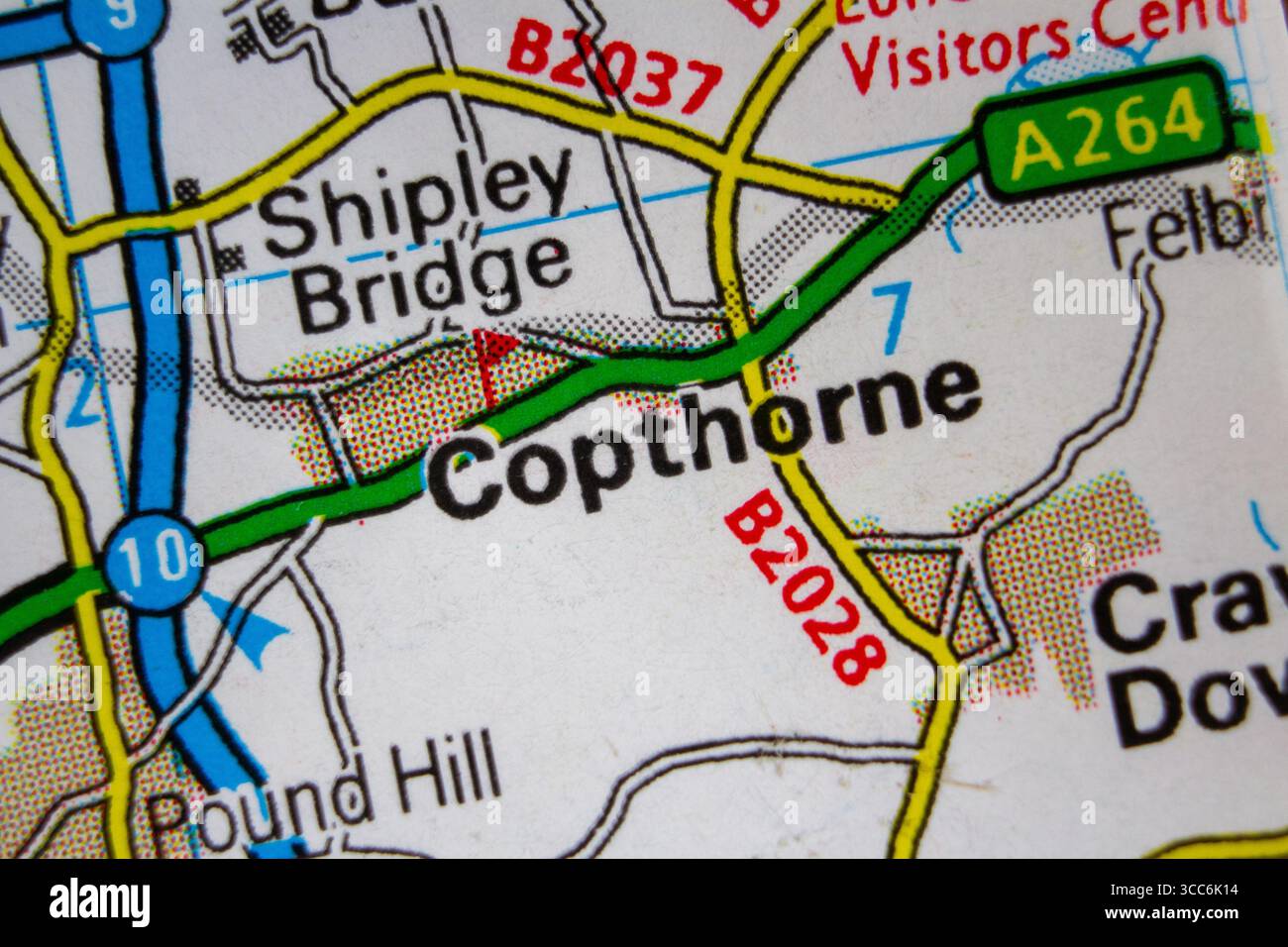 Copthorne - England, United Kingdom colour atlas map town name of the ...