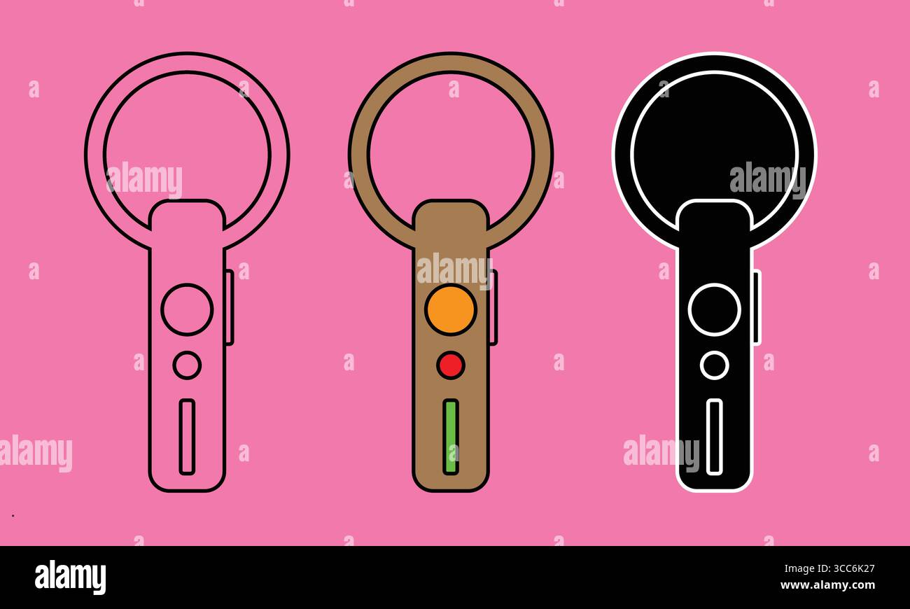Three Keychain Designs with Ring and Rectangular Body Stock Vector ...