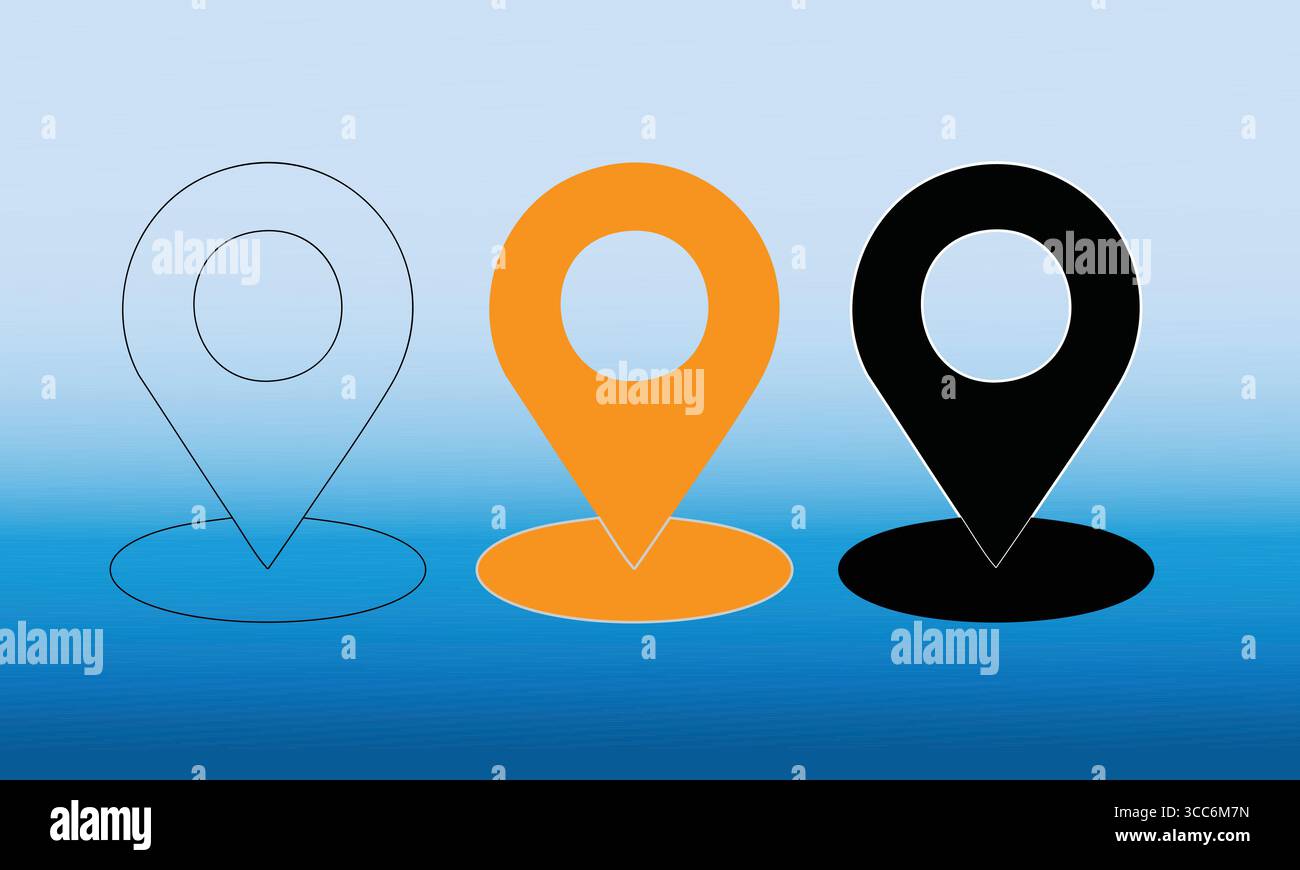 Three map location icons in outline hi-res stock photography and images ...