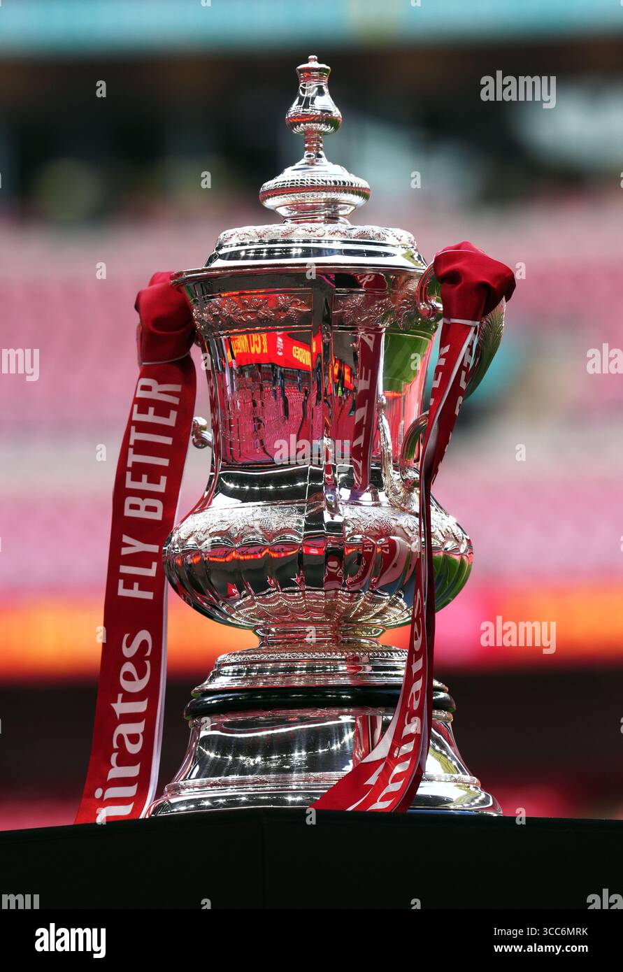 The FA Cup trophy on display before the FA Community Shield match at ...