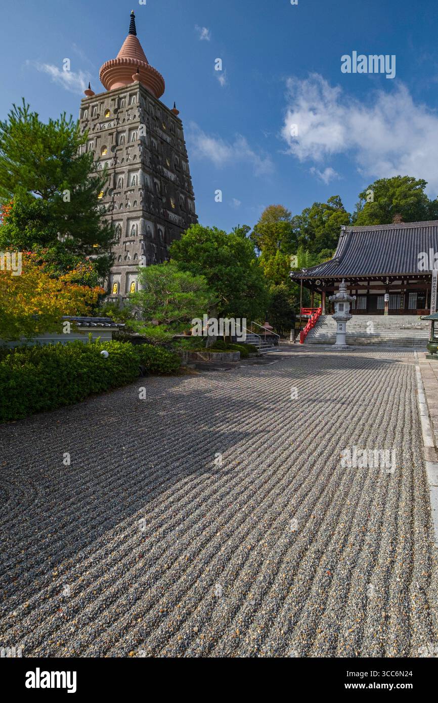 Peaceful scene of a meticulously maintained Japanese temple garden ...