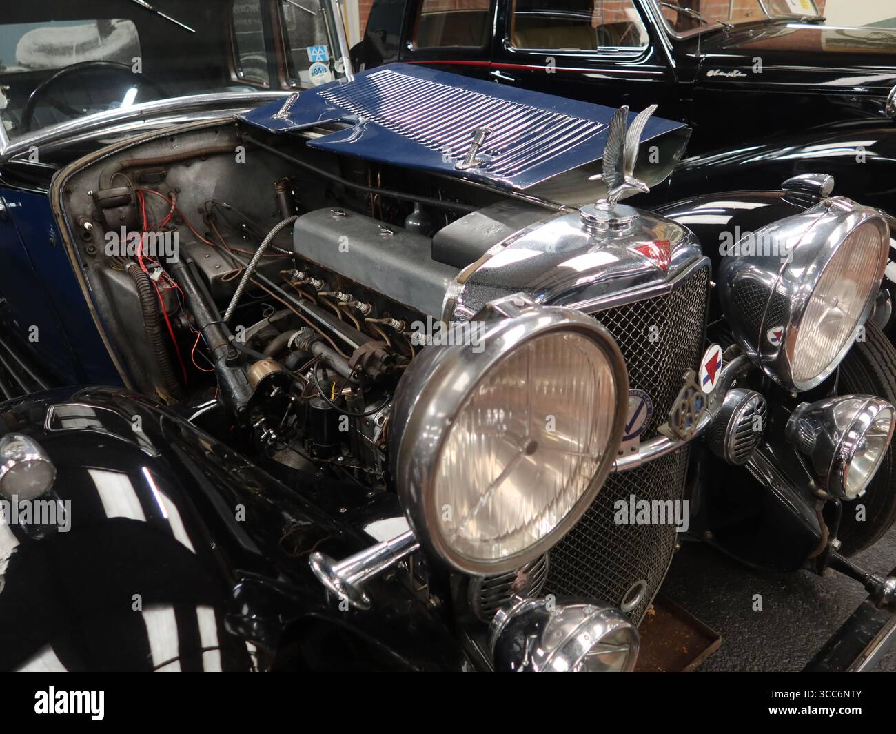 Close-up of the engine and bonnet of a 1934 Alvis Speed British touring ...