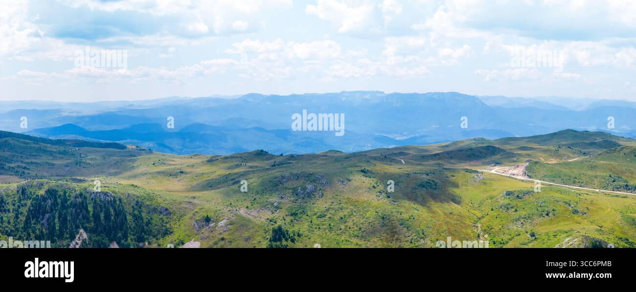 Wide panoramic view of Jahorina plateau and surrounding Bosnian ...