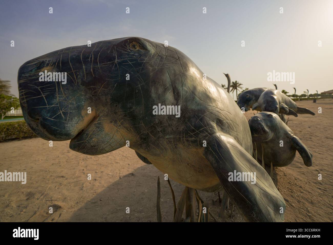 The "Dugong Family" sculpture in Qatar, created by Iraqi sculptor Ahmed ...