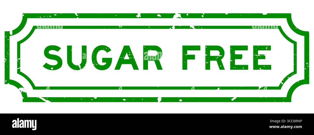 Grunge green sugar free word rubber seal stamp on white background ...