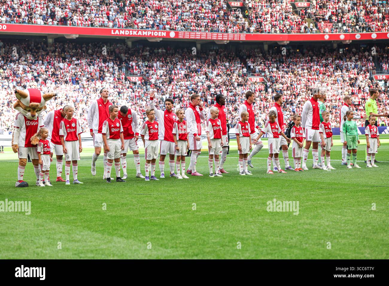 AMSTERDAM, NETHERLANDS - AUGUST 10: Line Up of Ajax Players, Vitezslav ...