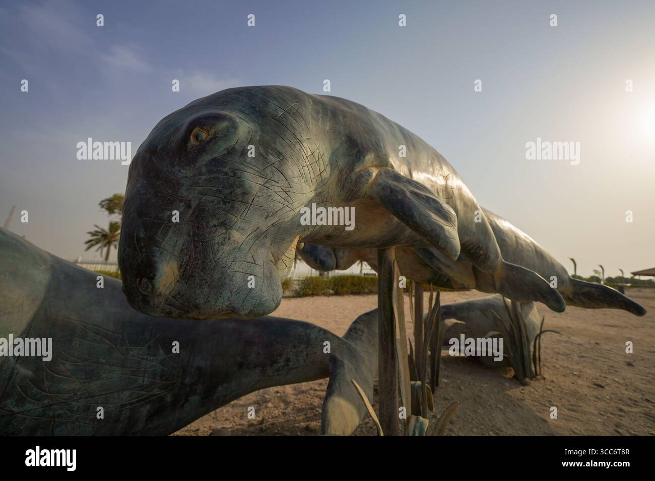 The "Dugong Family" sculpture in Qatar, created by Iraqi sculptor Ahmed ...